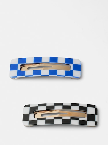 2 Pack Check Slide Hair Clips