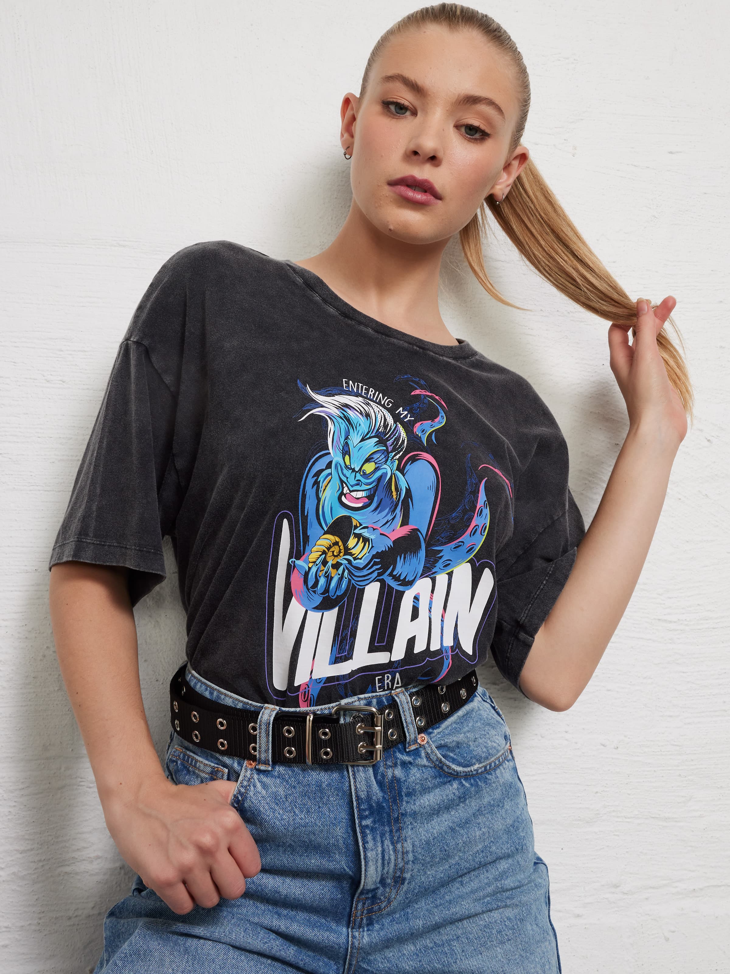 The Little Mermaid Ursula Oversized Tee Acid Wash - Jay Jays Online