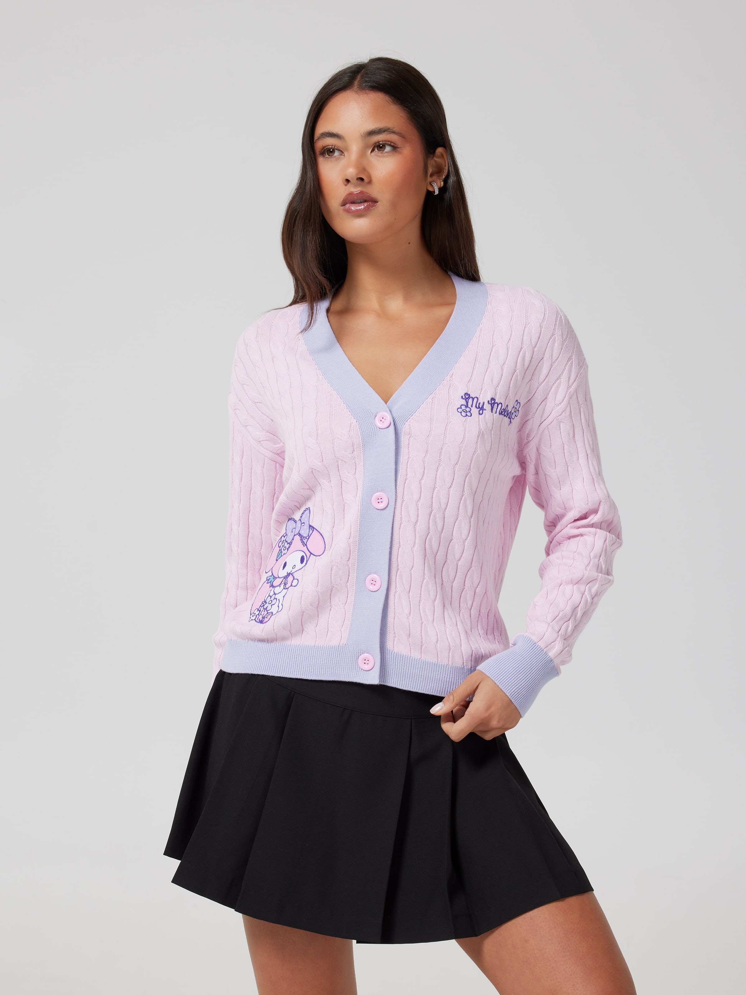 Argyle My Melody Crop Cardi Pink - Jay Jays Online