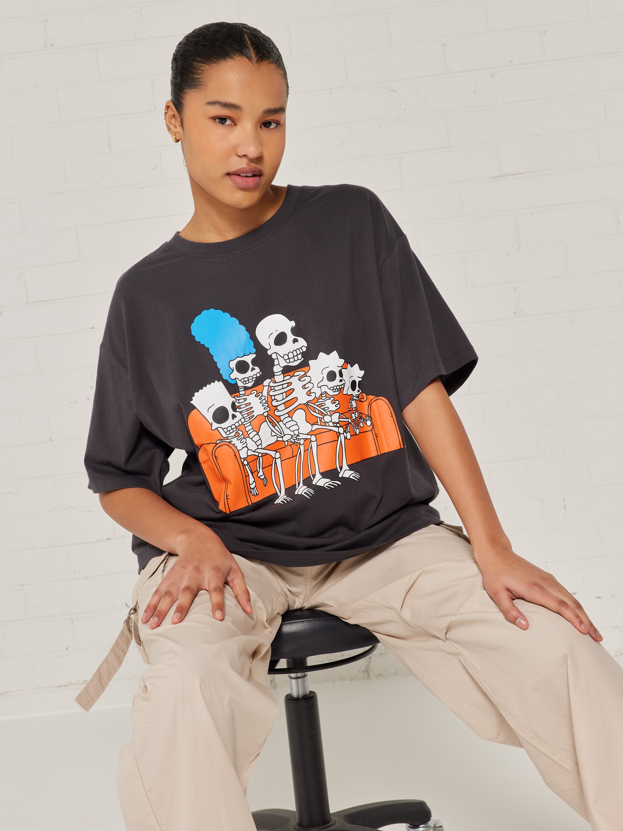 Simpsons Skeleton Couch Oversized Tee - Jay Jays Online