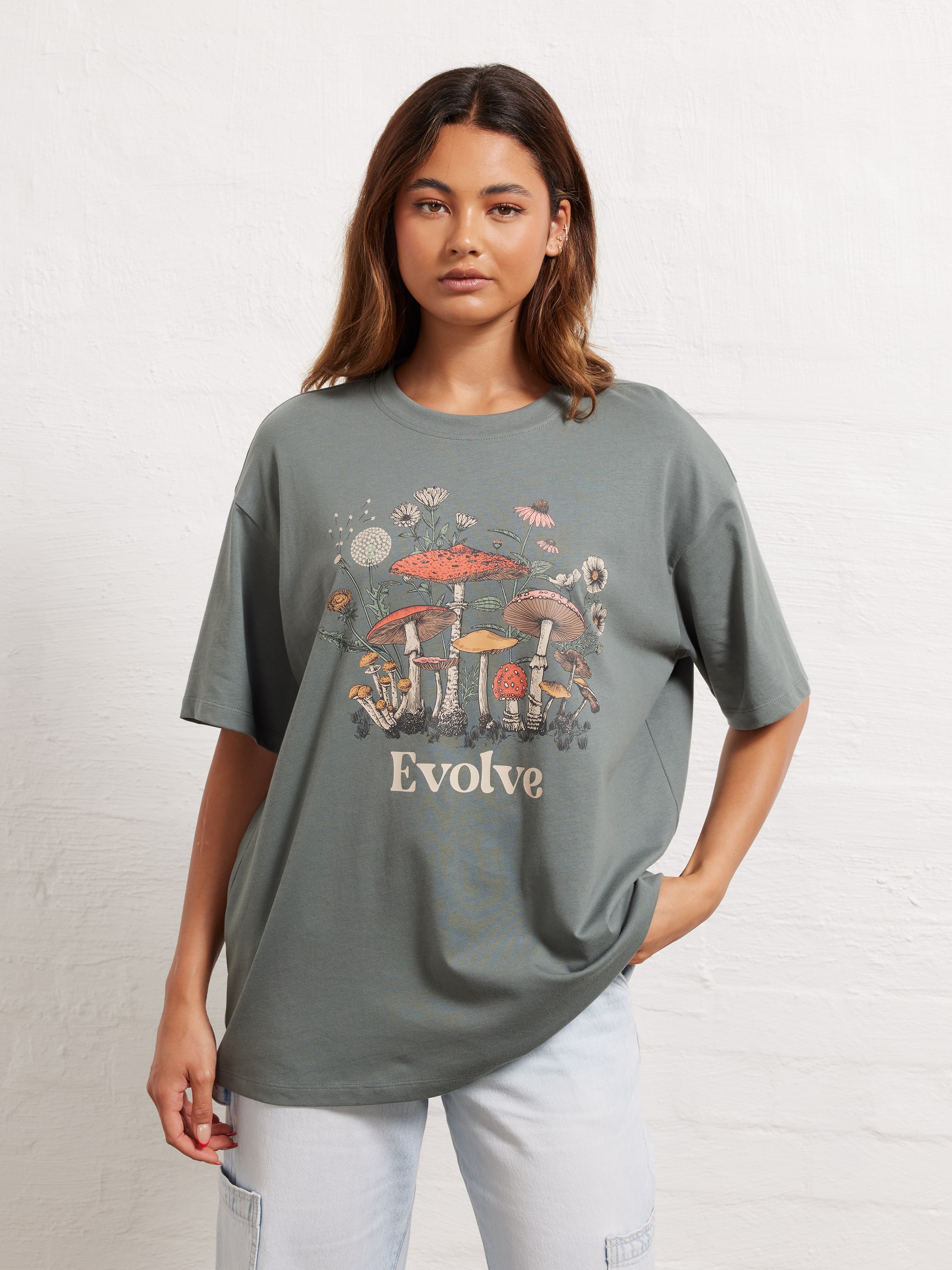 Evolve Mushroom Oversized Tee - Jay Jays Online
