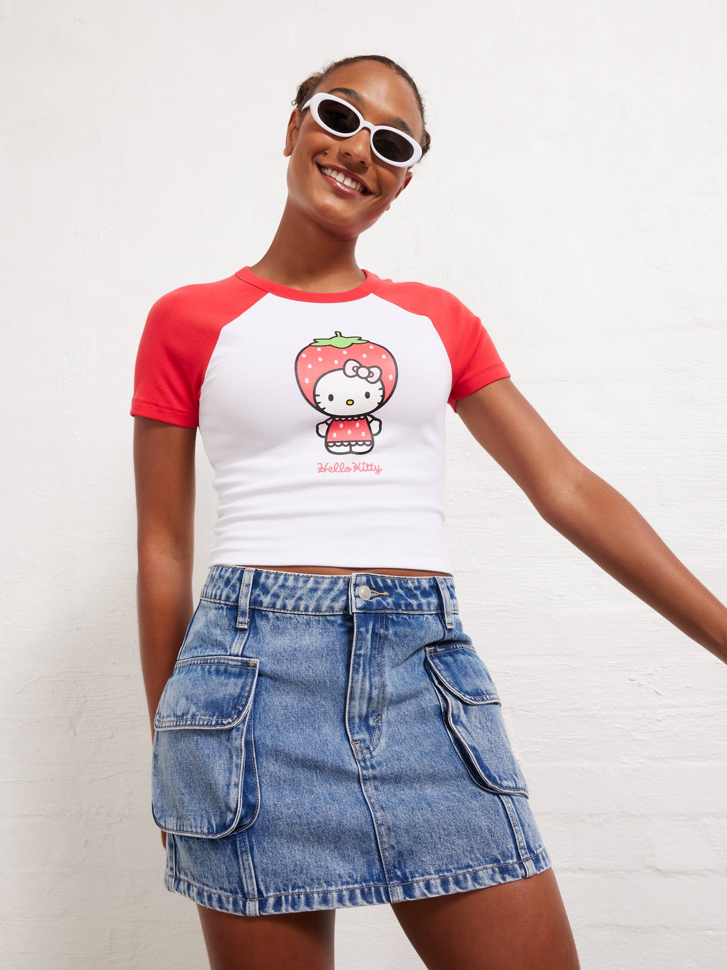 Hello Kitty Strawberry Baby Raglan White Red - Jay Jays Online