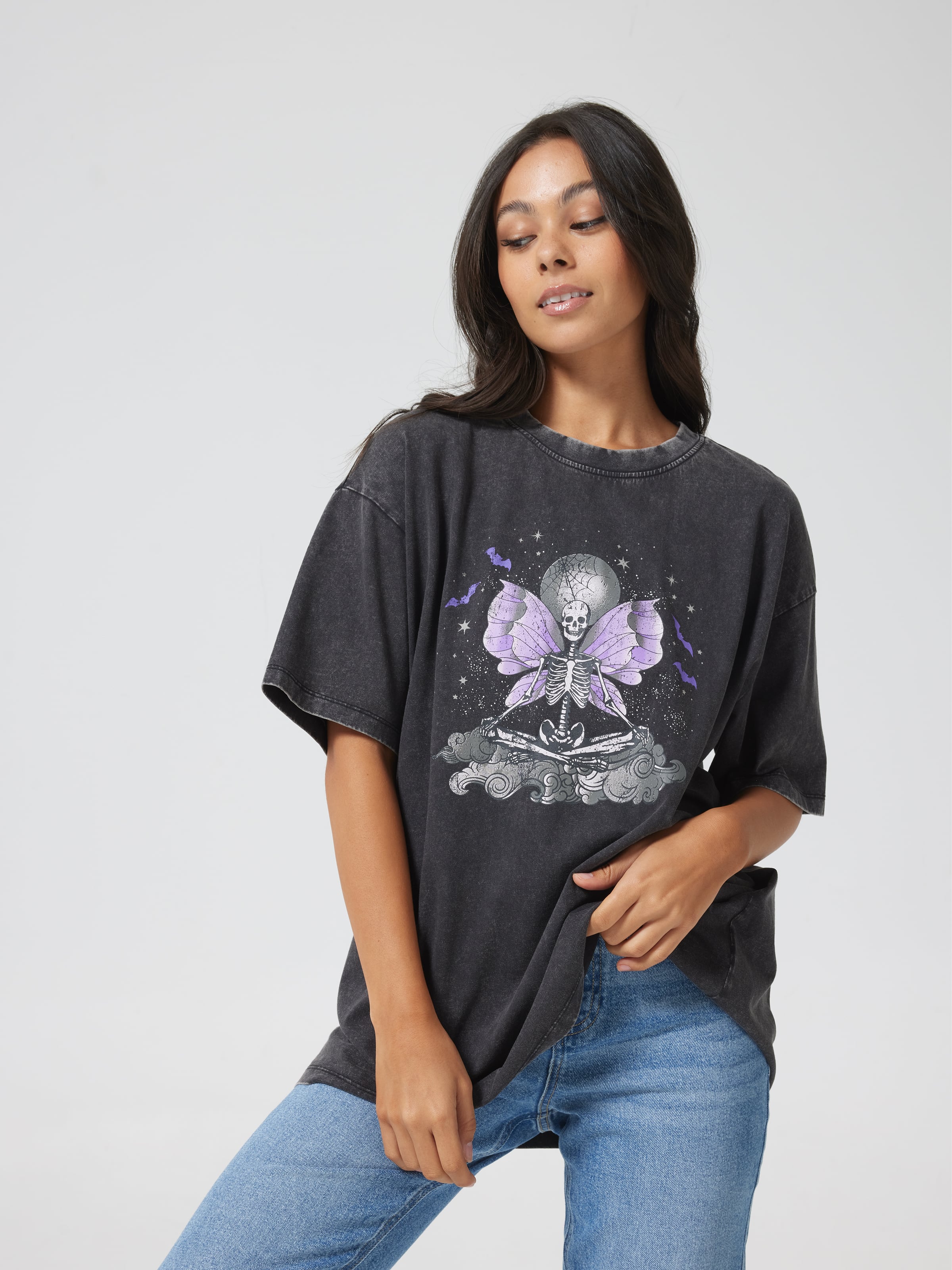 Yoga Skeleton Oversized Tee - Jay Jays Online