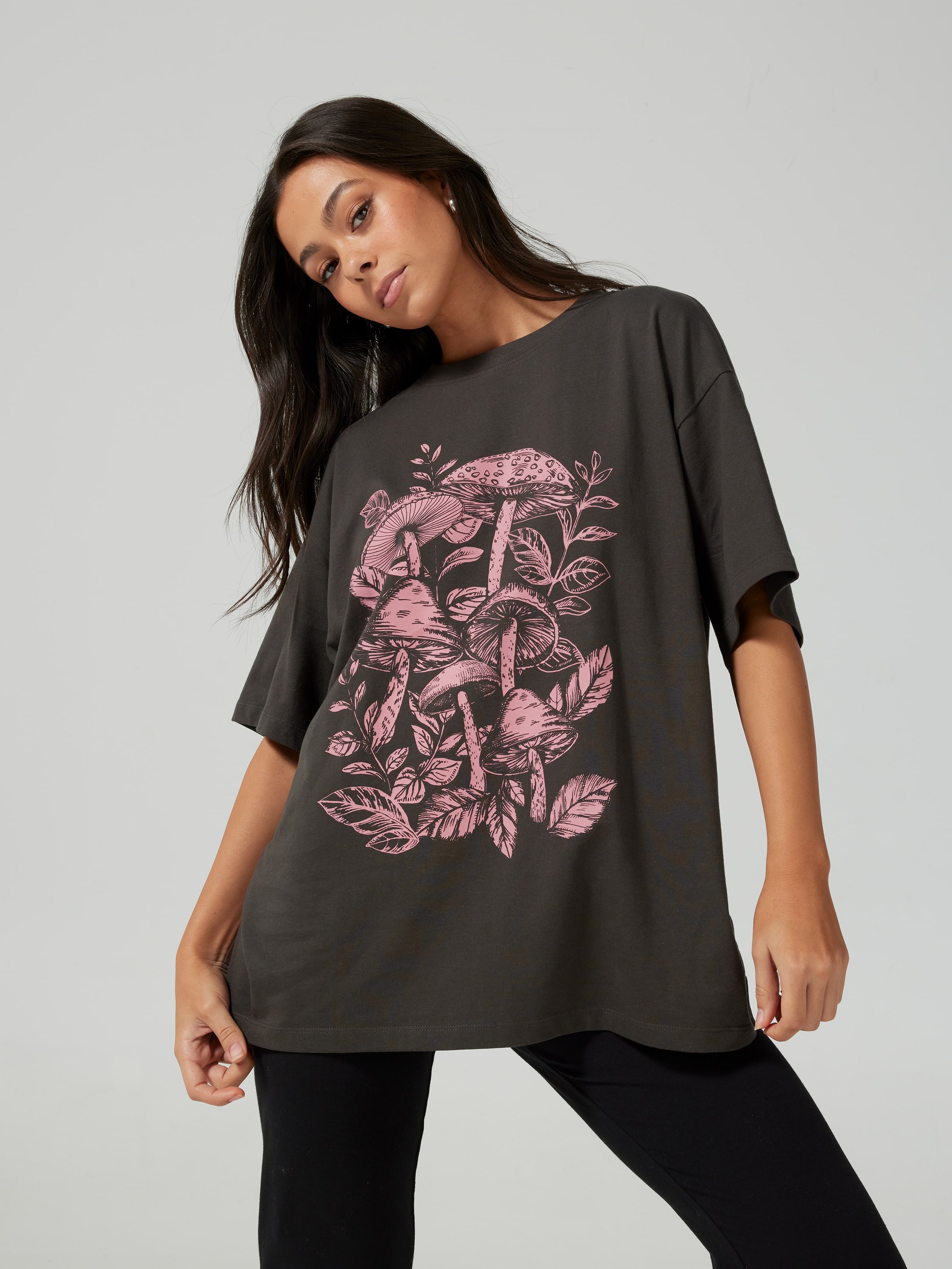 Graphic Mushroom Oversized Tee - Jay Jays Online