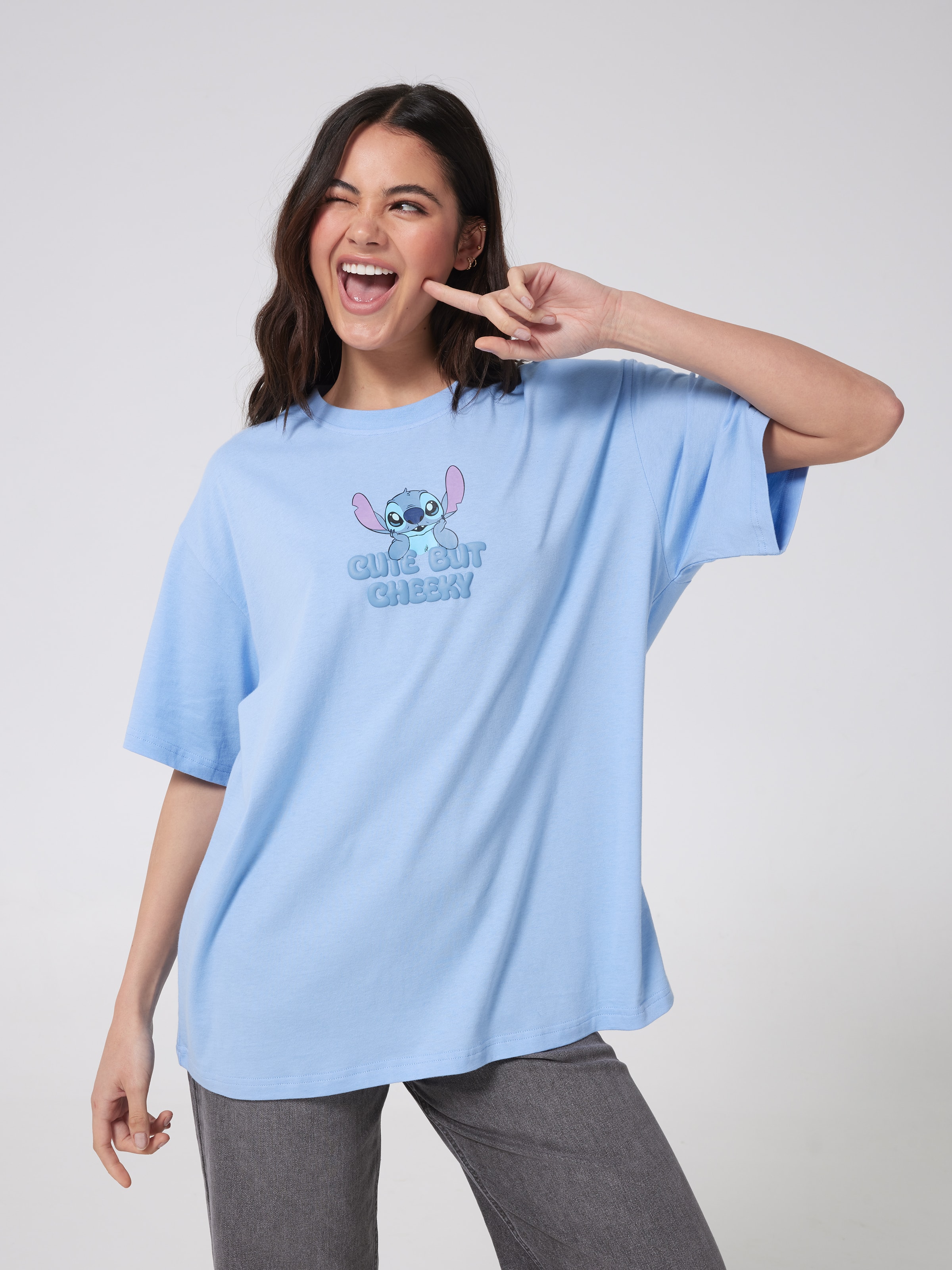 Lilo & Stitch Cute But Cheeky Oversized Tee Blue - Jay Jays Online