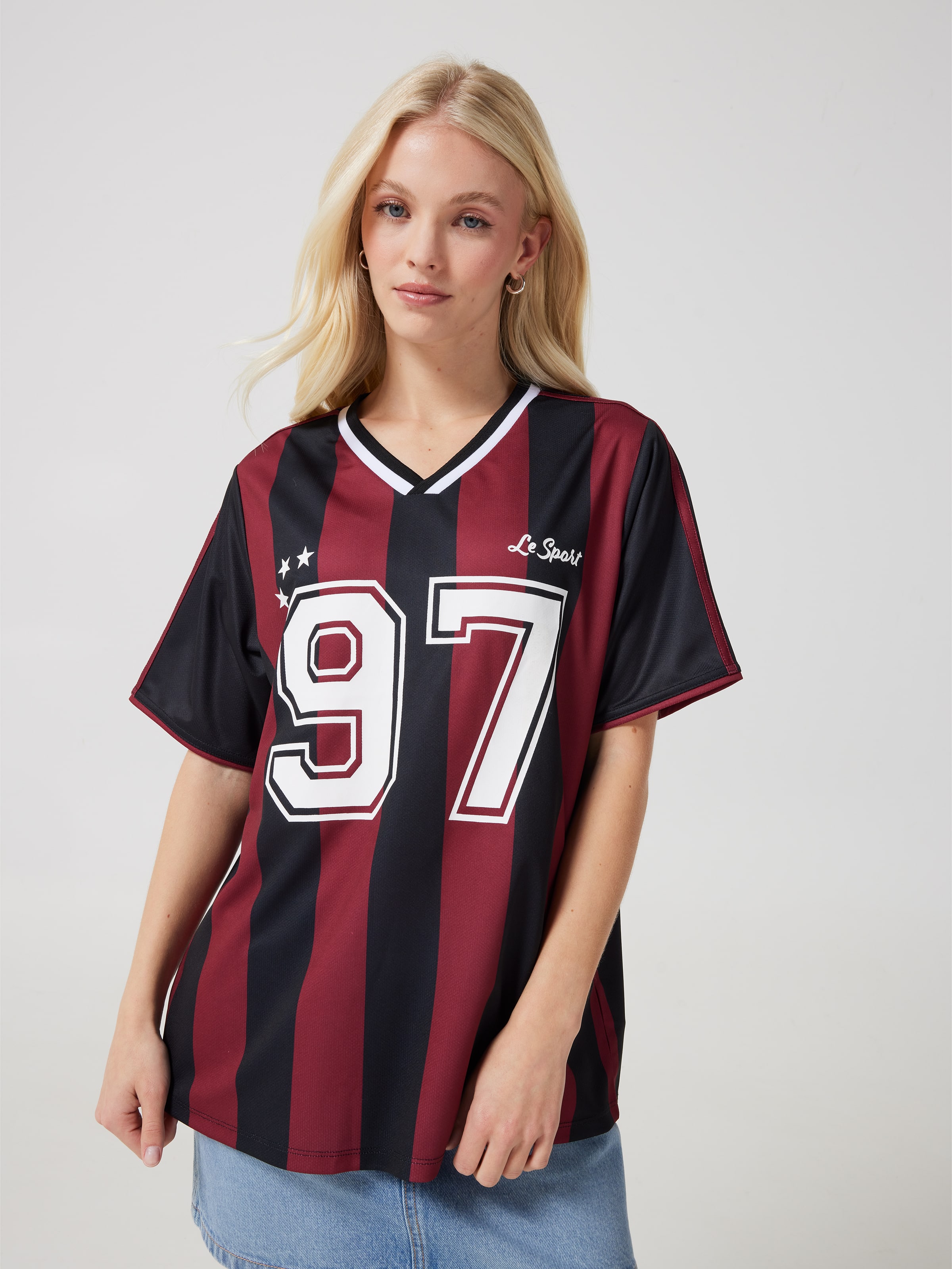 97 Stripe Jersey Red Black - Jay Jays Online