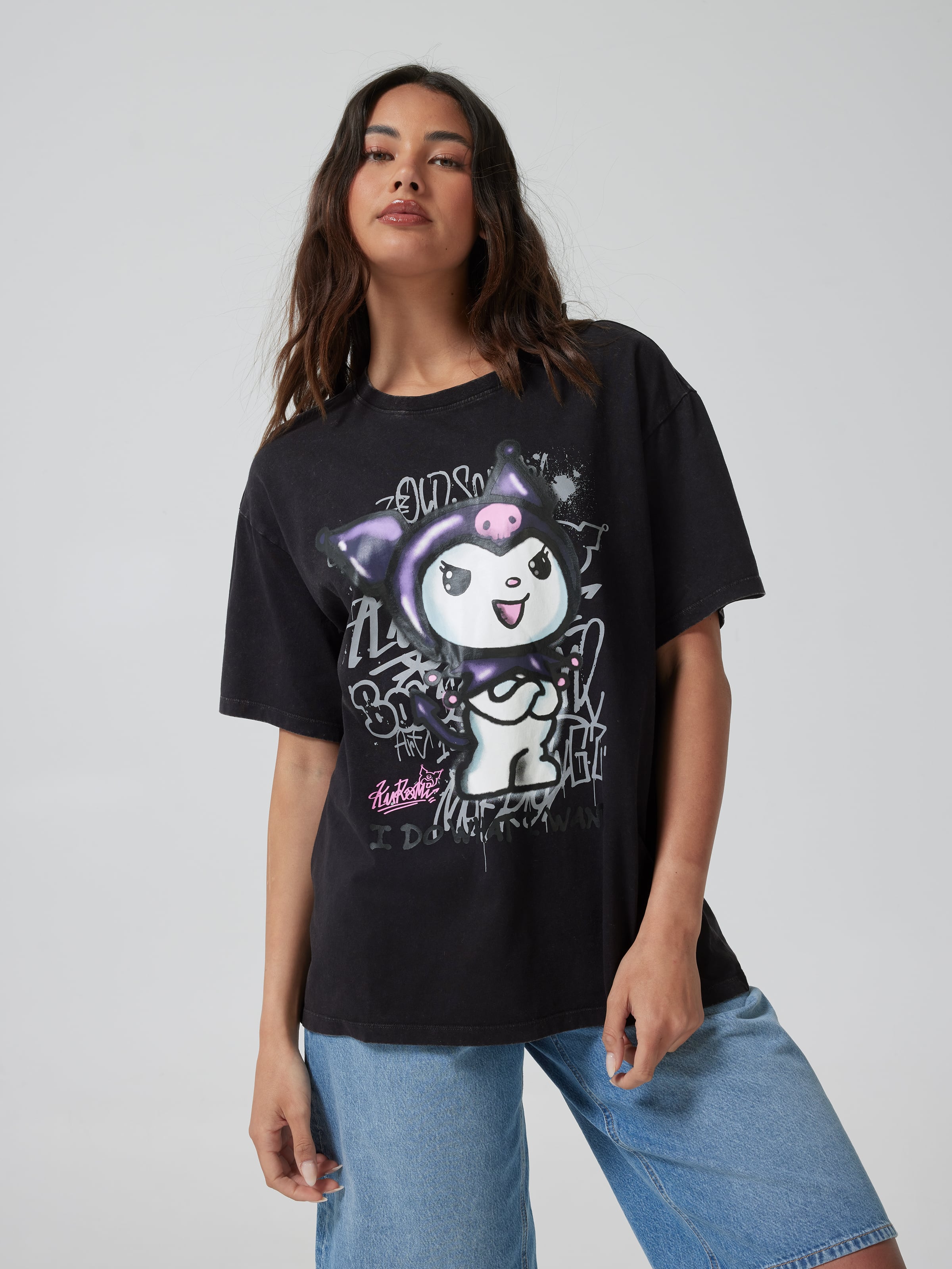 Kuromi Graffiti Oversized Tee - Jay Jays Online