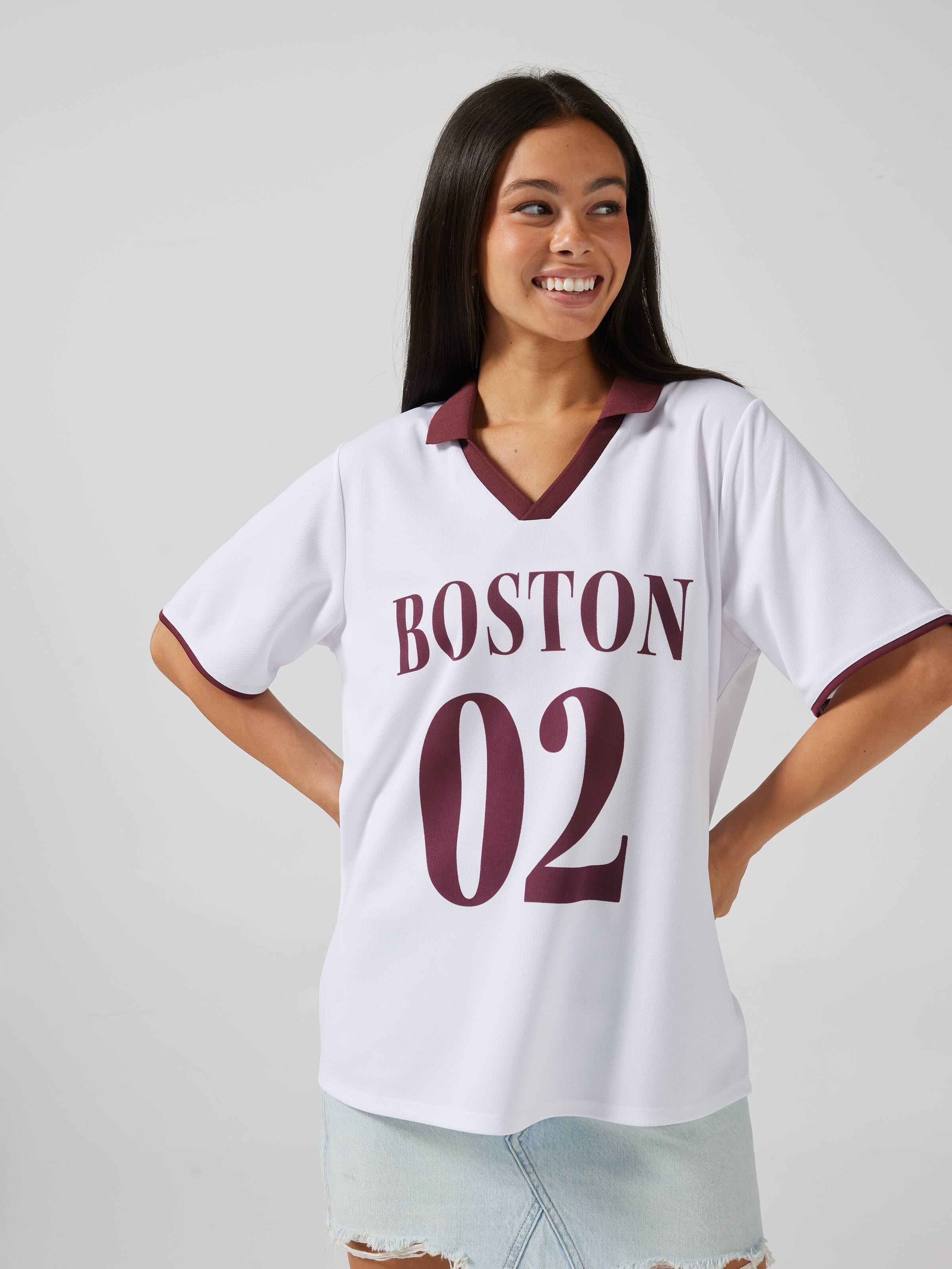 Boston Collar Jersey Oversized Tee - Jay Jays Online