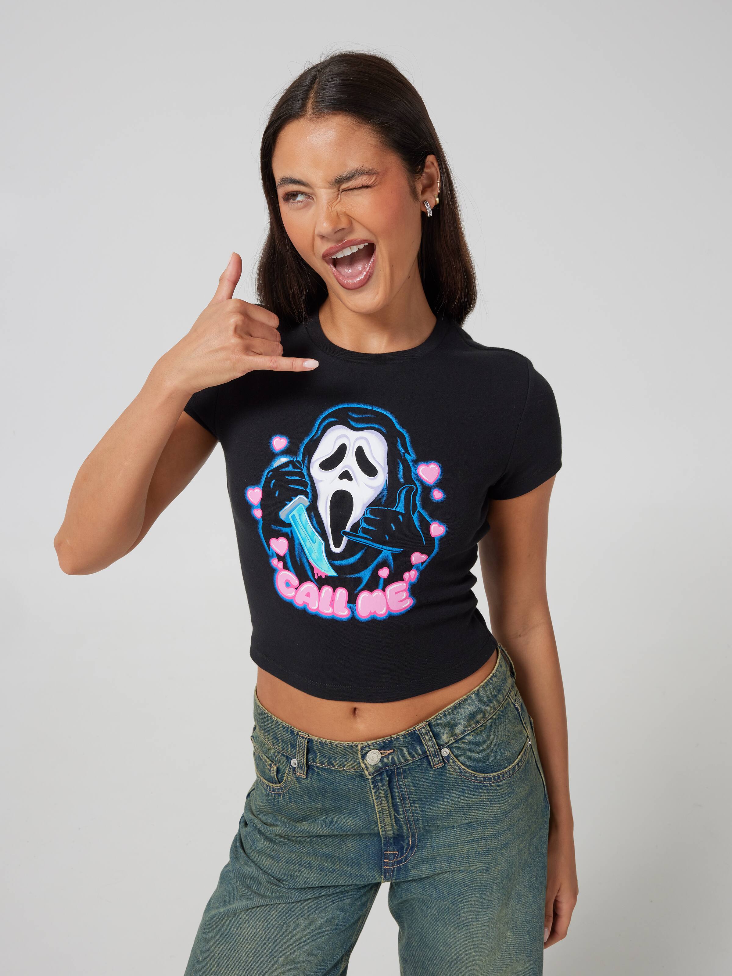 Ghost Face Grafitti Baby Tee Black - Jay Jays Online