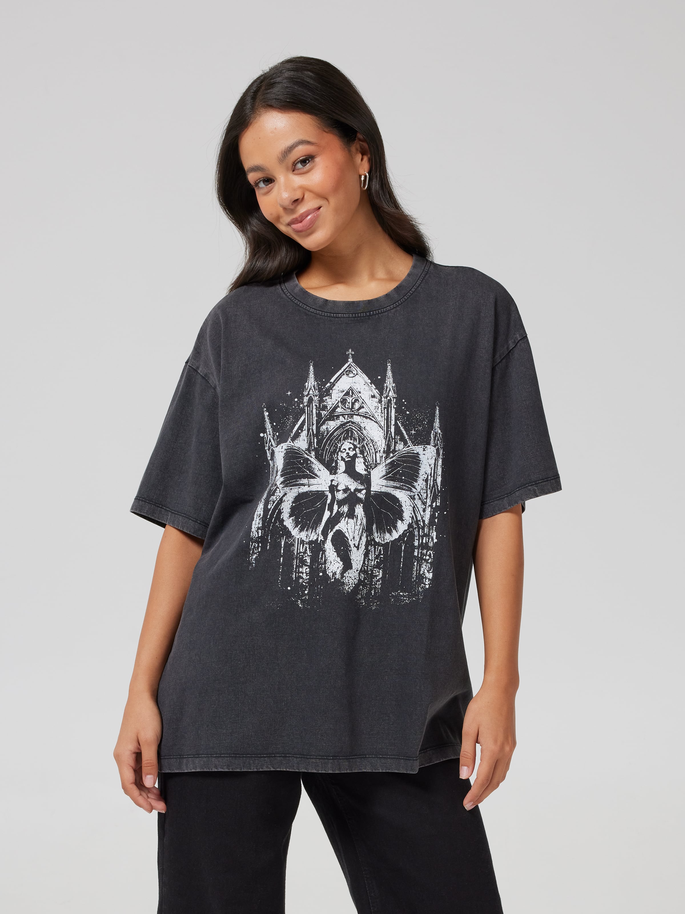 Fairy Gothic Oversized Tee Acid Wash - Jay Jays Online