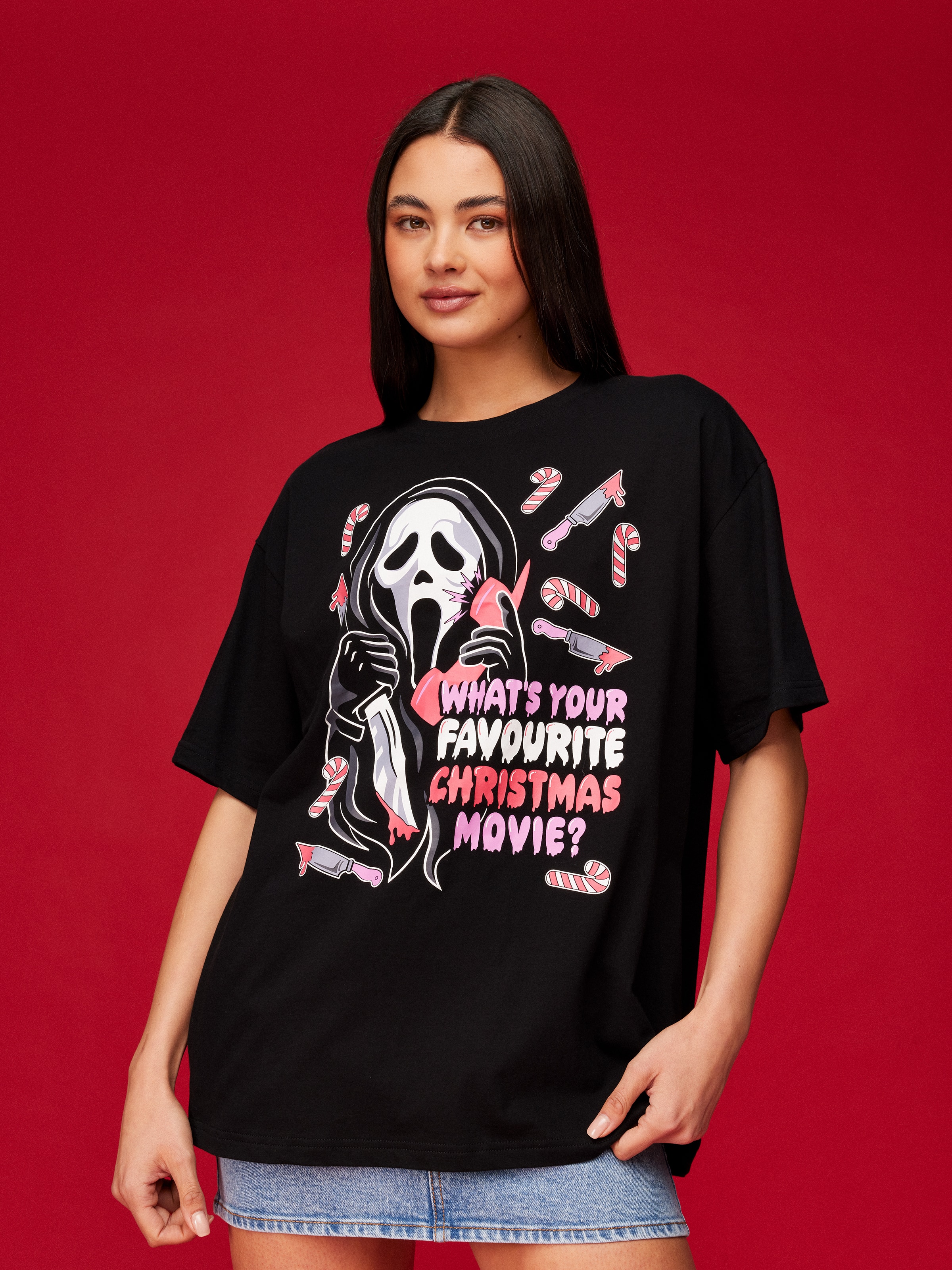 Xmas Ghostface Oversized Tee - Jay Jays Online