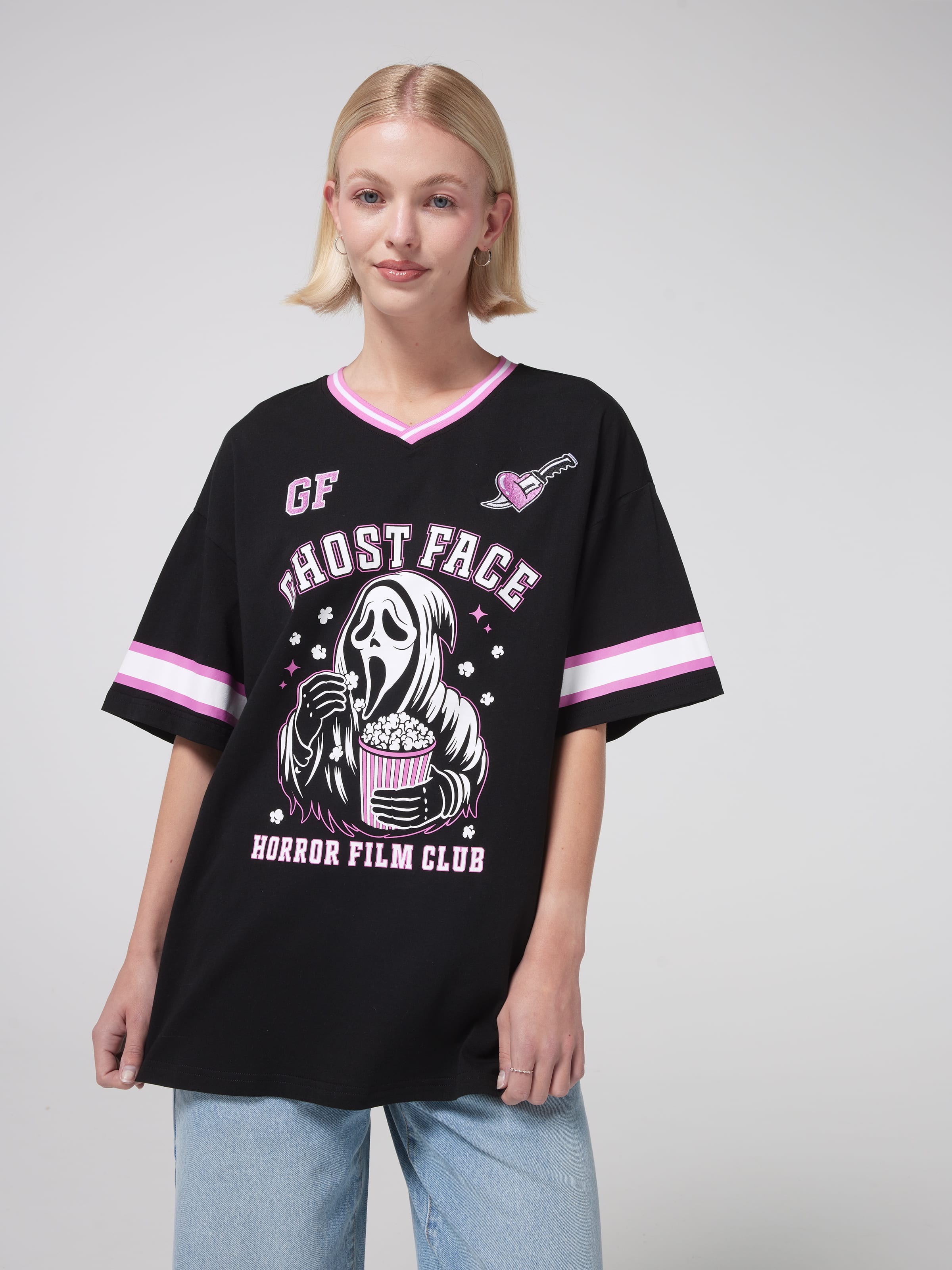 Ghostface V Neck Oversized Tee - Jay Jays Online