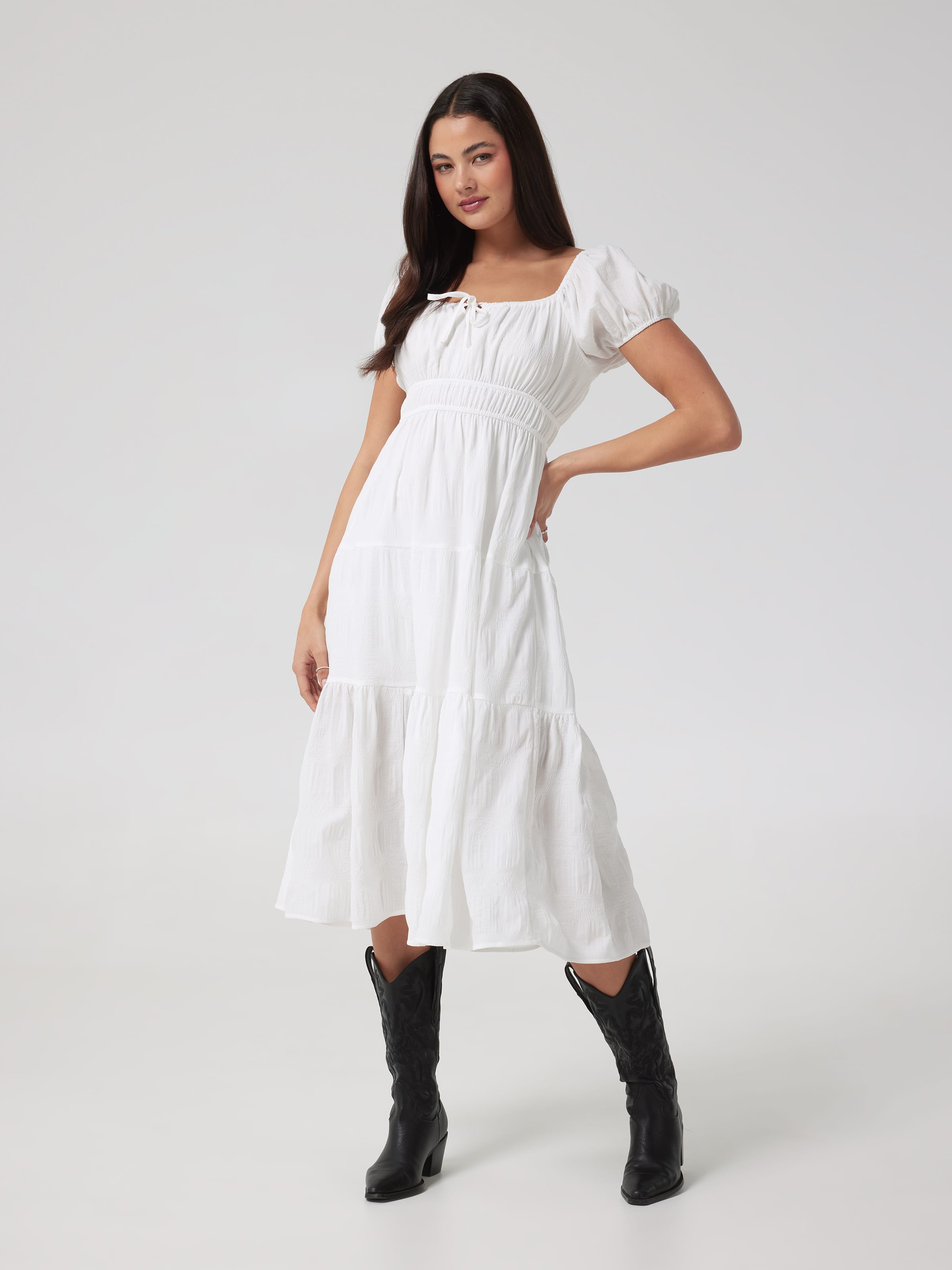 Stephie Short Sleeve Midi Tiered Dress - Jay Jays Online