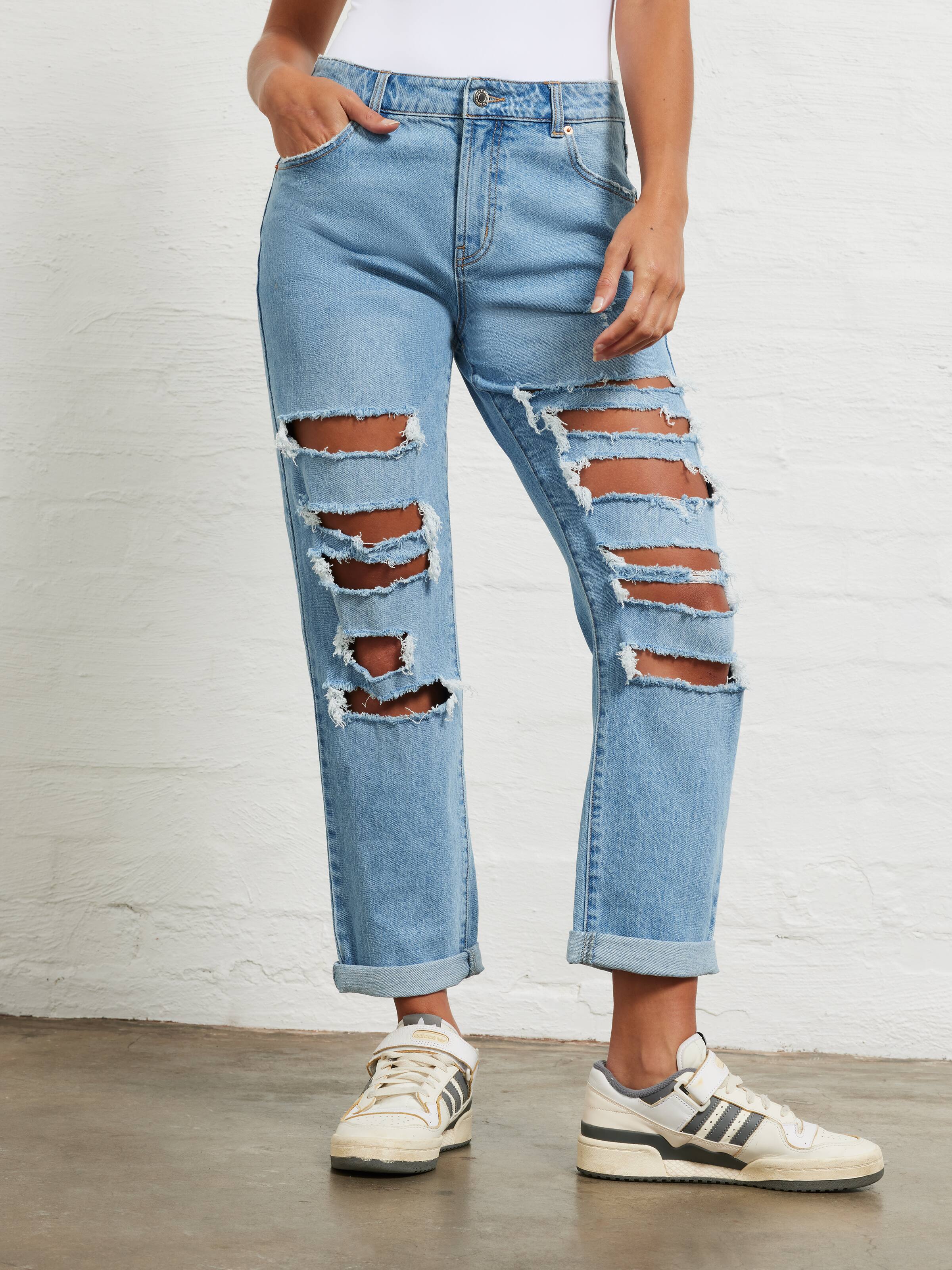 Bobbie Boyfriend Ladder Rips Mid Indigo - Jay Jays Online