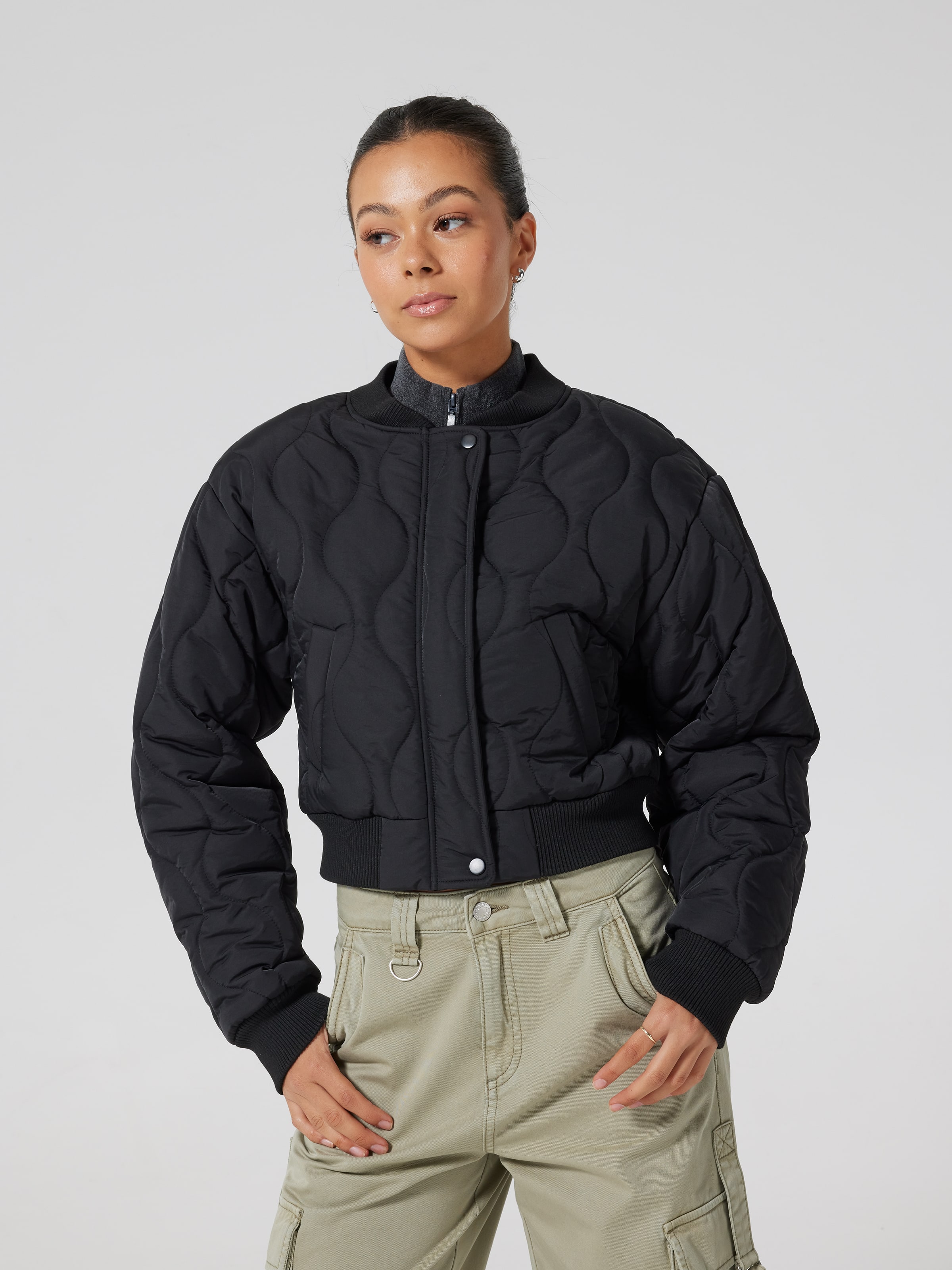 Cropped Puffy Bomber Jacket - Jay Jays Online