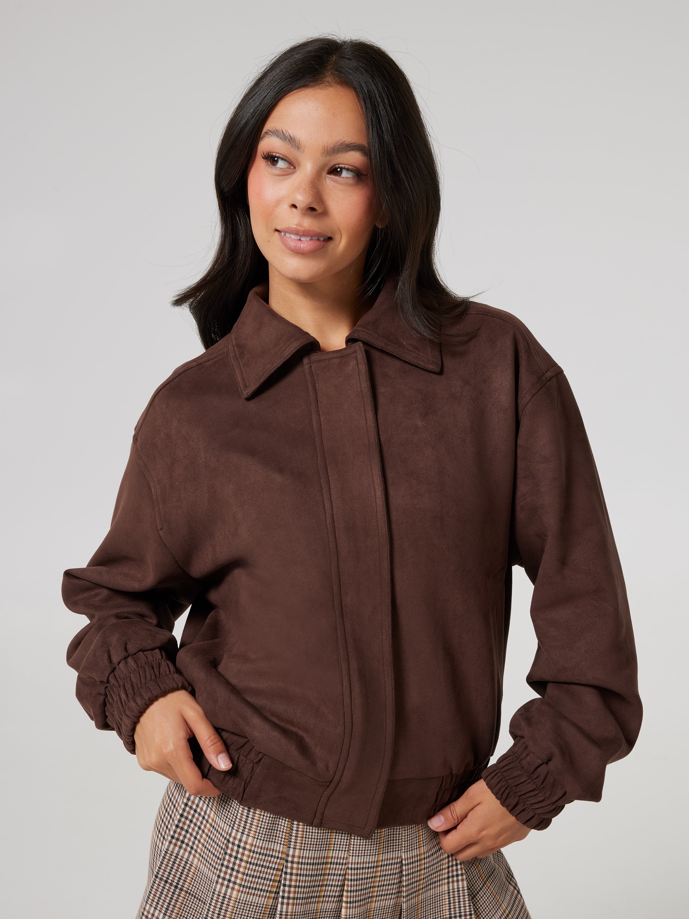 Faux Suede Bomber Deep Chocolate - Jay Jays Online
