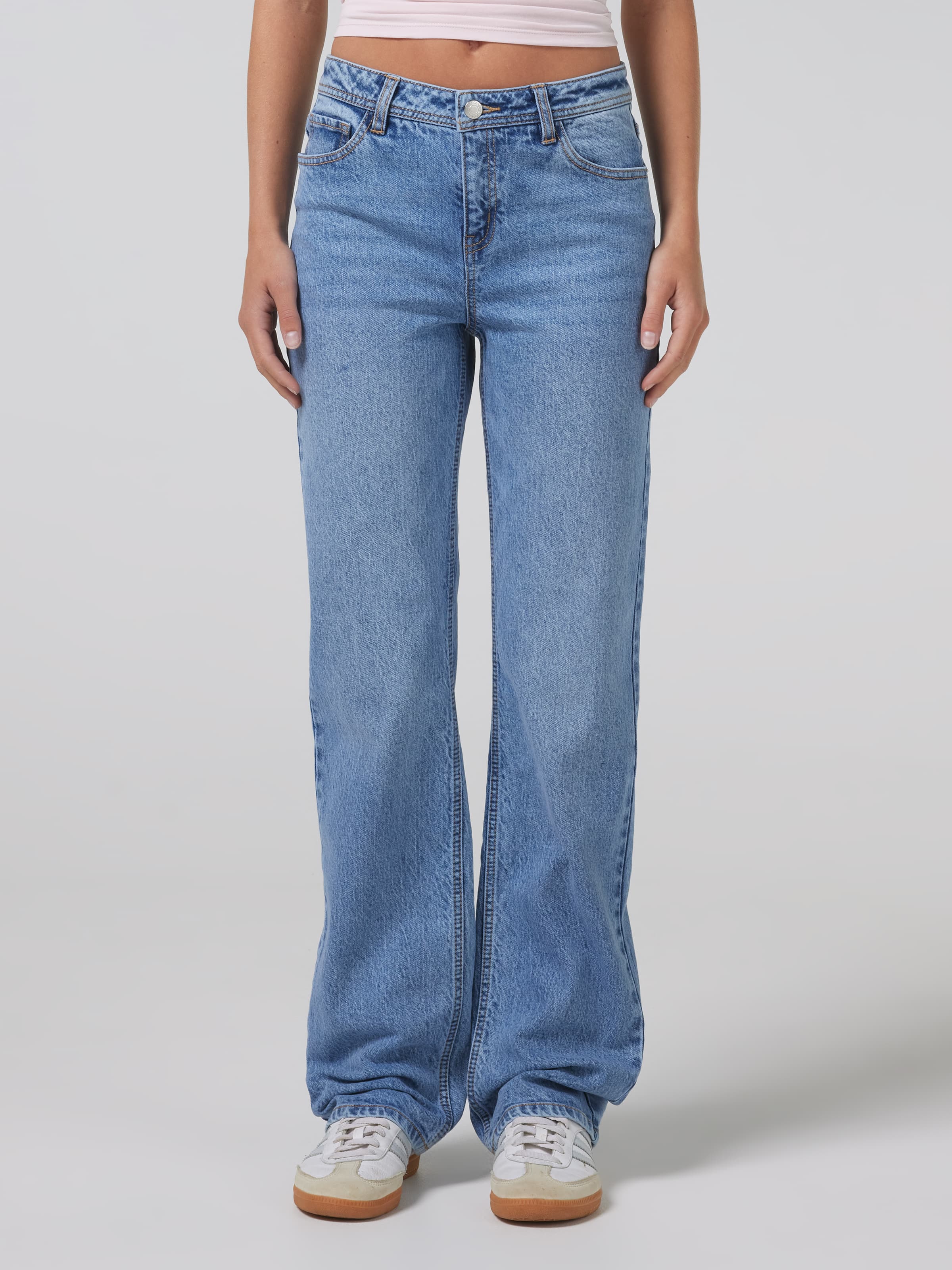 Dani Mid Rise Straight Stretch Jean Mid Blue - Jay Jays Online