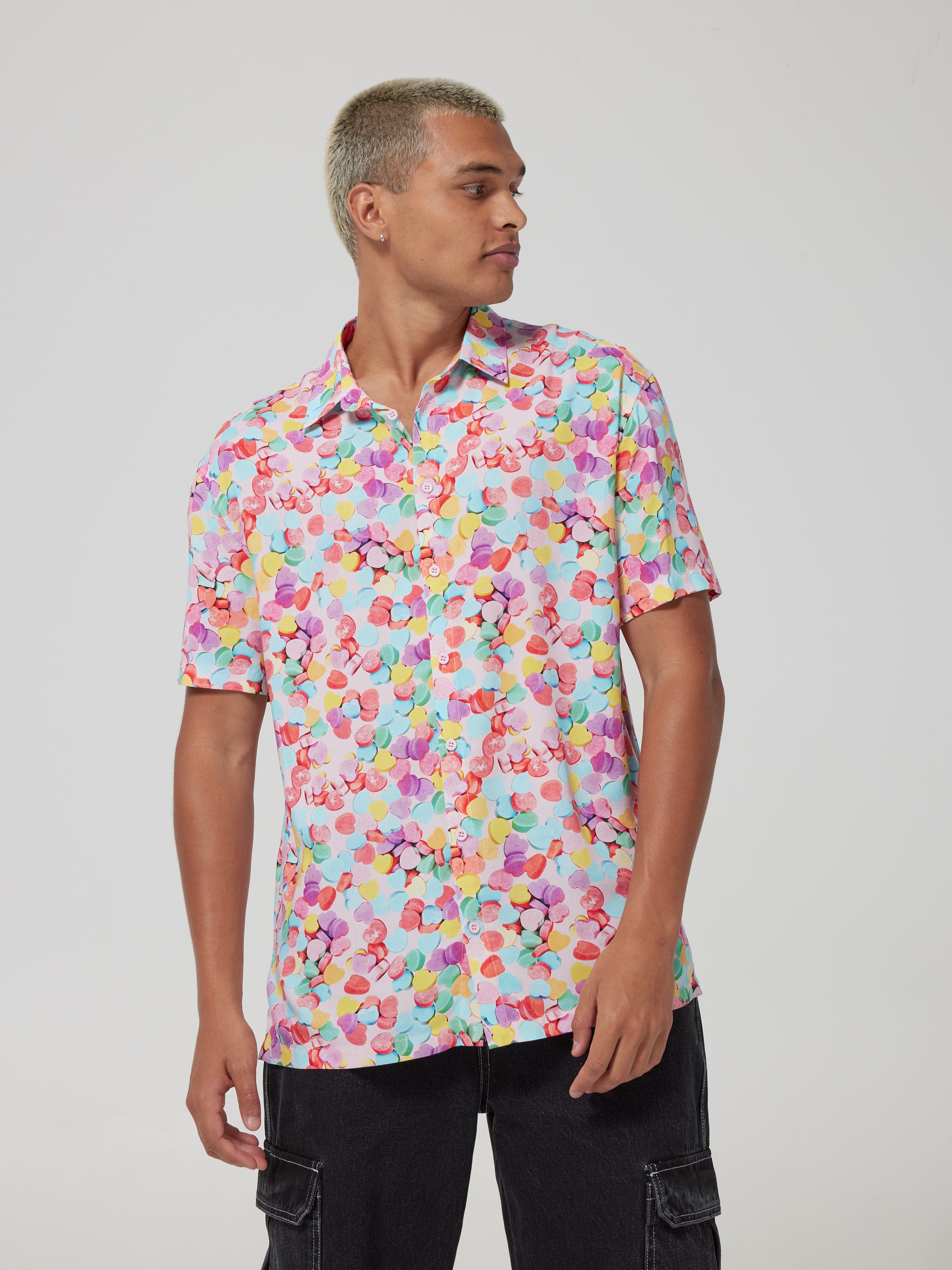Heart Resort Short Sleeve Shirt Pink - Jay Jays Online