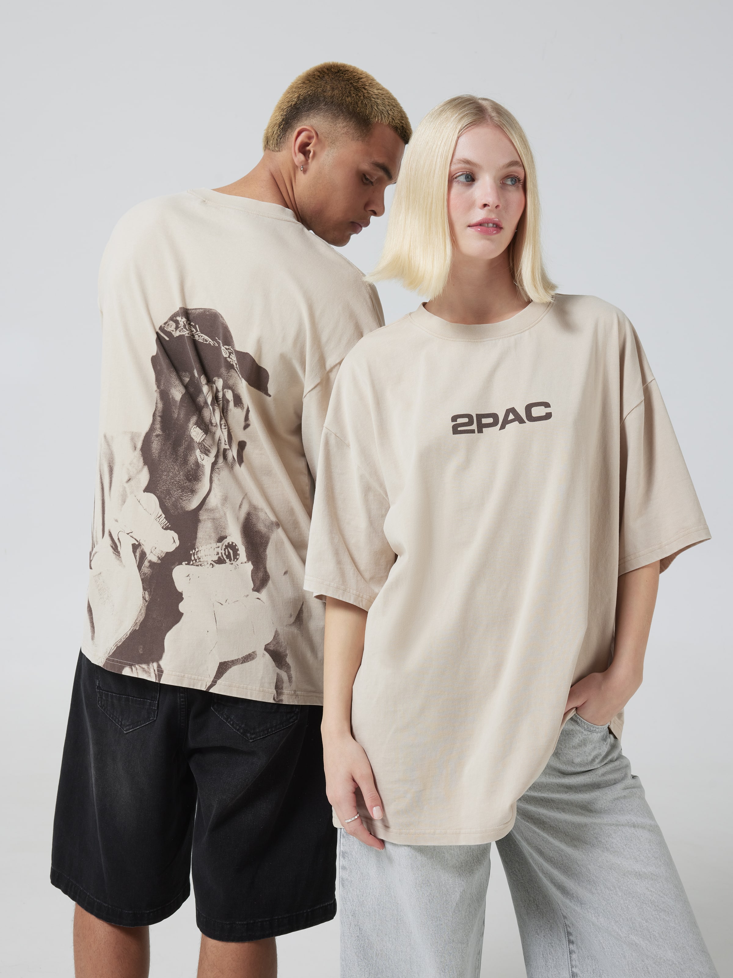Tupac Oversized Tee Taupe - Jay Jays Online