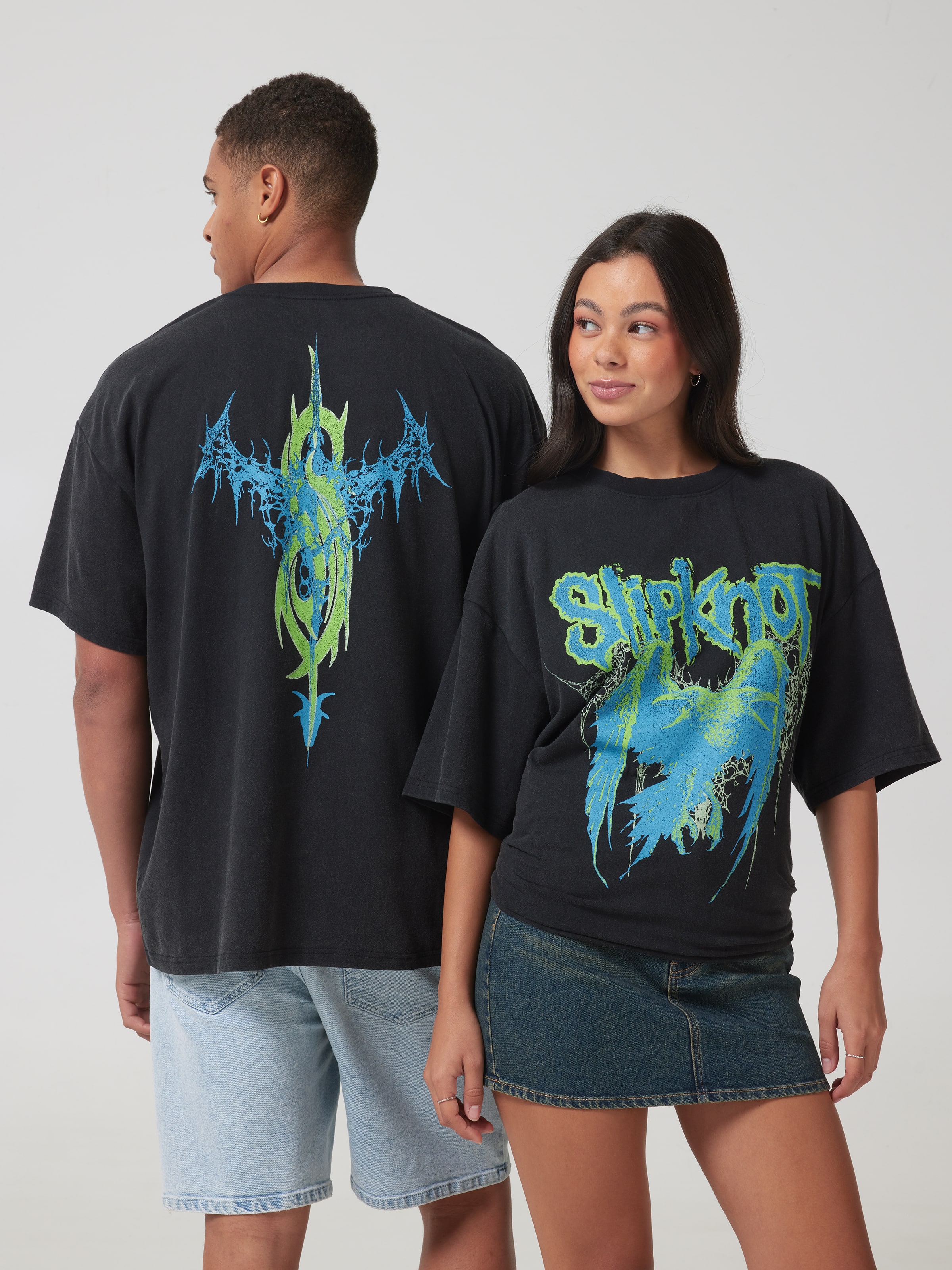 Slipknot Crow Oversized Tee Black Acid - Jay Jays Online