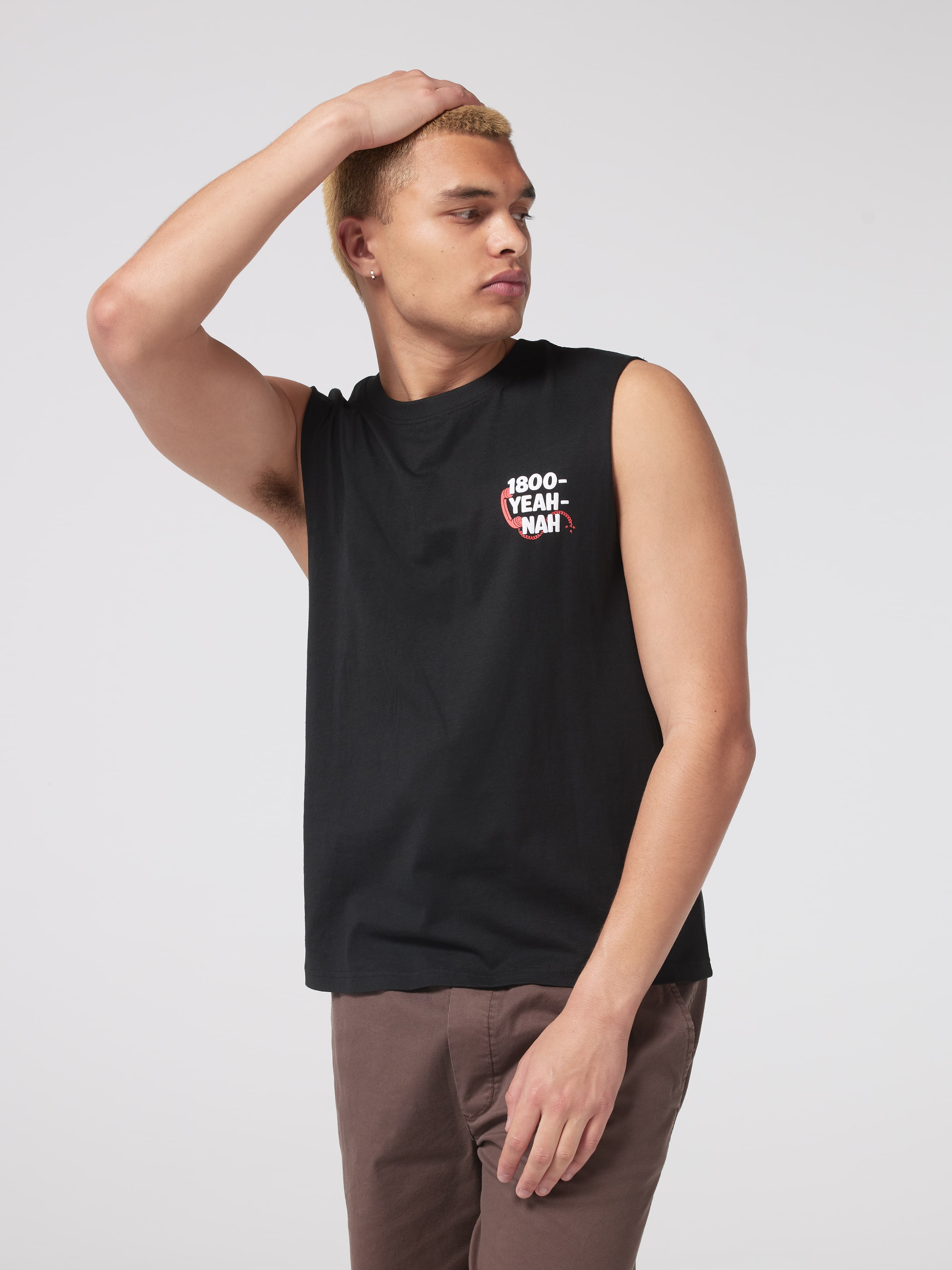 Slogan 1800 Yeah Nah Muscle Tee - Jay Jays Online