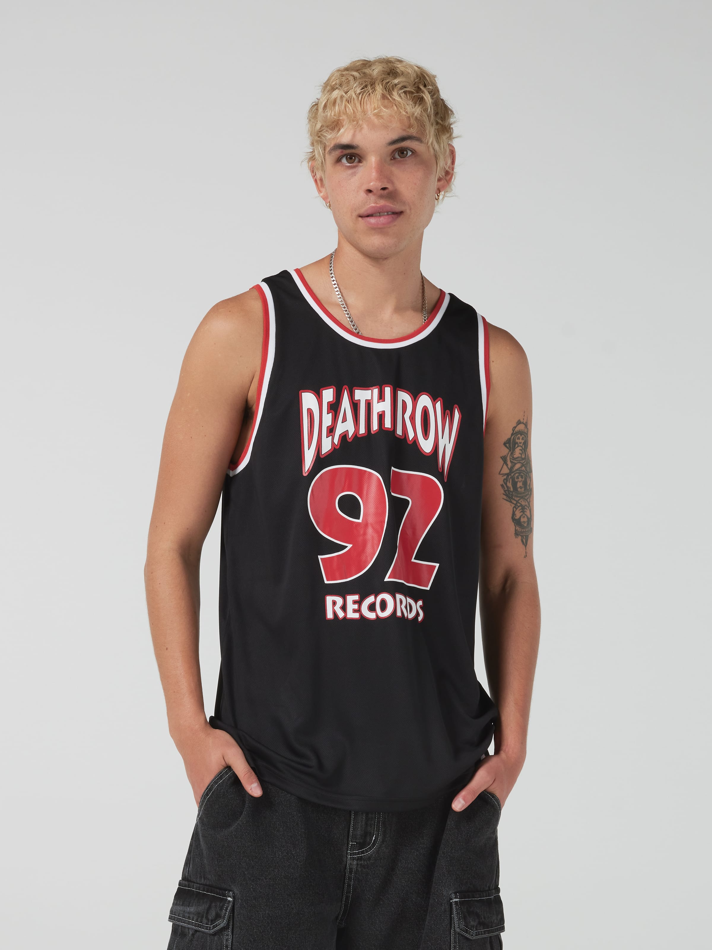 Deathrow Records Basketball Tank Black Red - Jay Jays Online