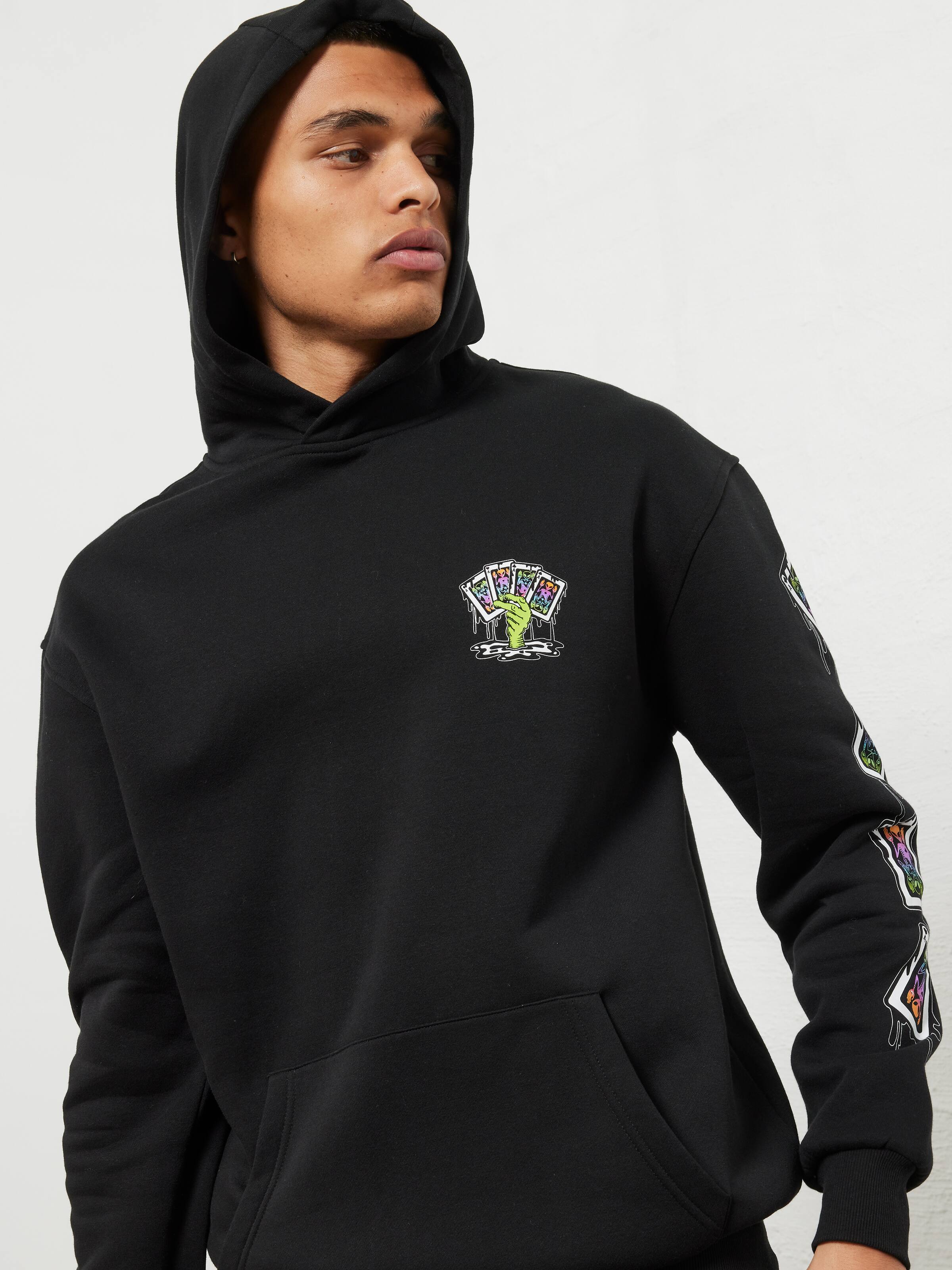 Black Trippy Alien Card Hoodie - Jay Jays Online