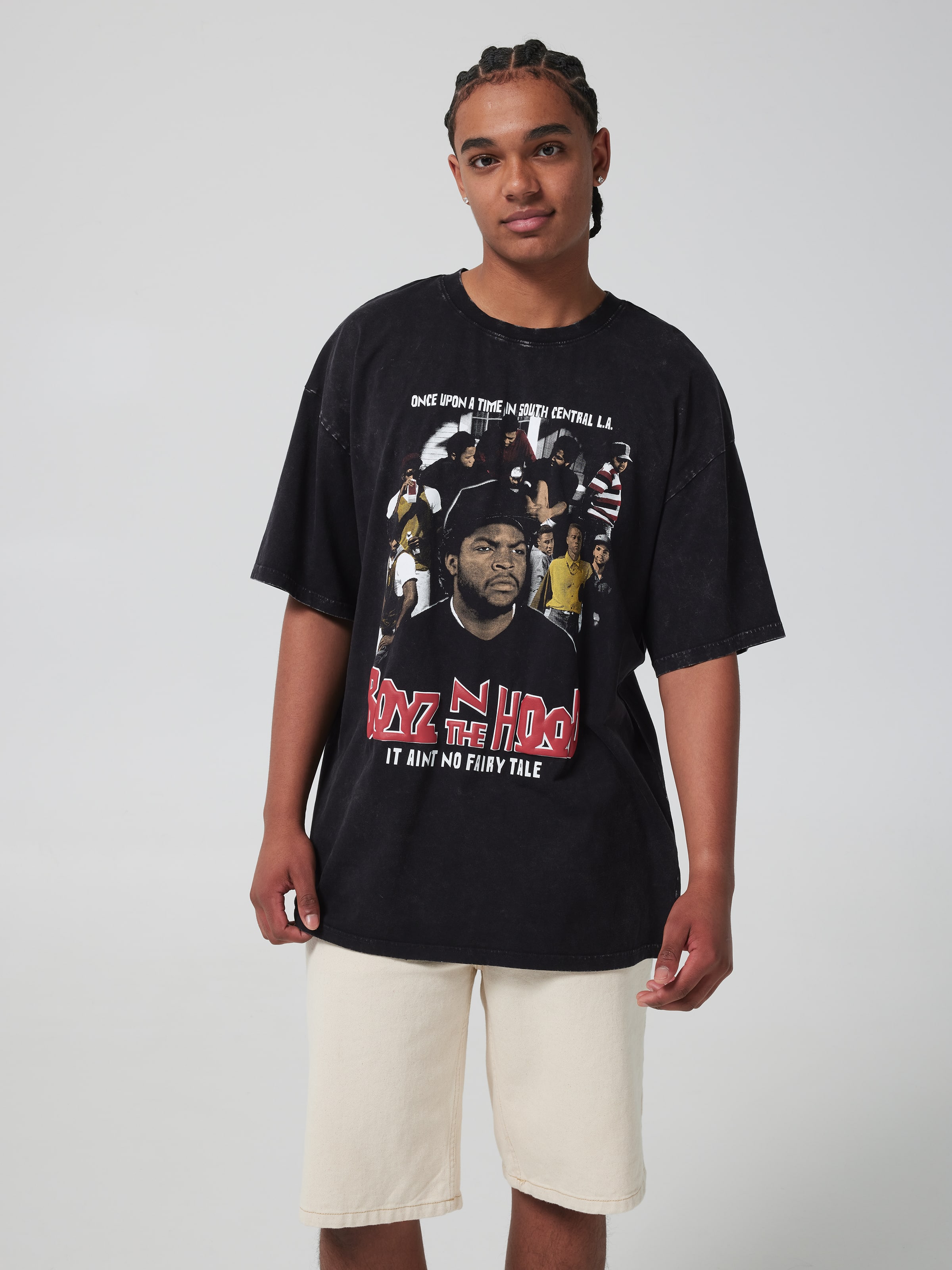 Boyz In The Hood Oversized Tee Black Acid Wash - Jay Jays Online