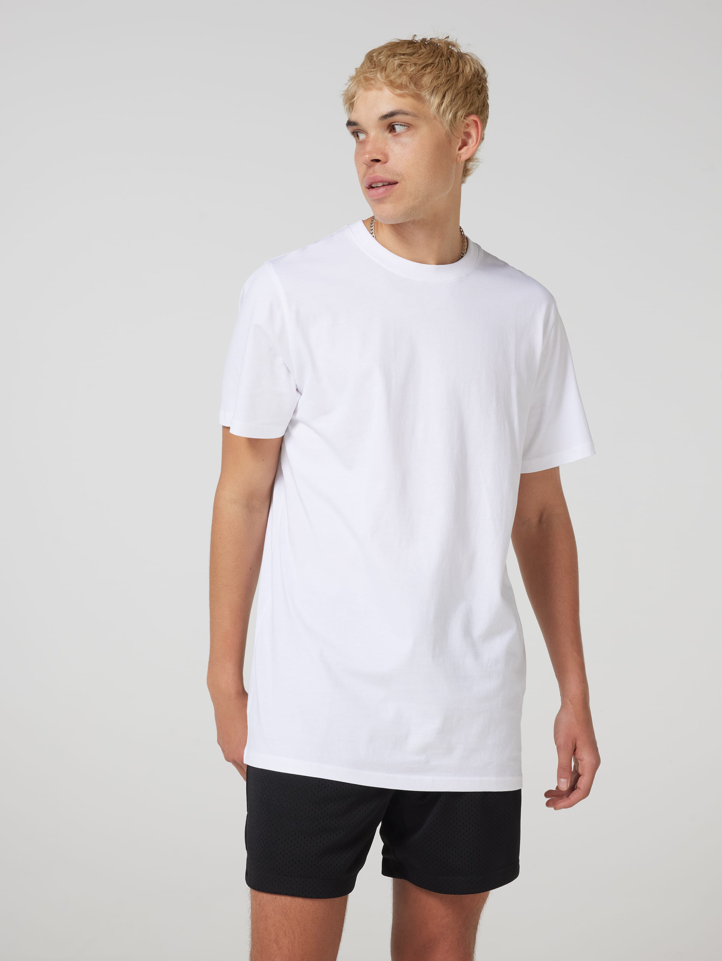 Premium Long Line Basic Short Sleeve Tee White - Jay Jays Online